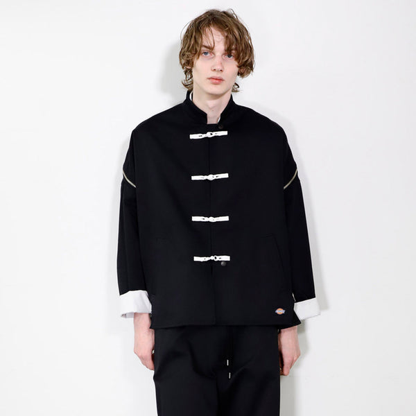 Facetasm Mandarin Button Zip Jacket Black – DARK WAVE